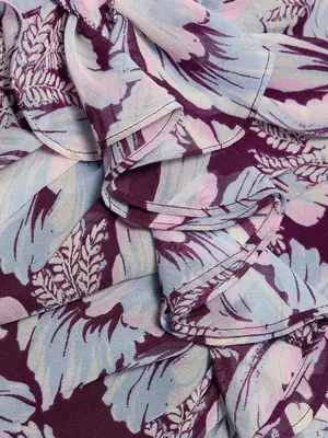 Cinq À Sept Lyra Tulip-print Ruffled Midi-dress - Deep Plum Multi
