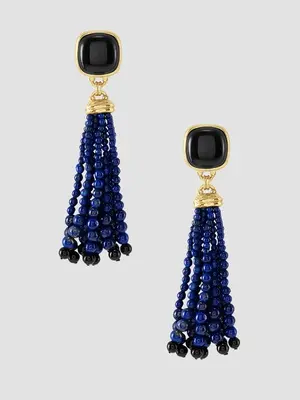 ANABEL ARAM Forza 18k--plated, Lapis Lazuli & Black Onyx Tassel Earrings - Gold