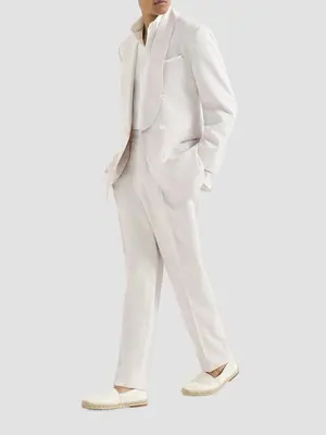 Brunello Cucinelli Délavé Silk Twill Tuxedo With One And A Half Breasted Blazer And Trousers