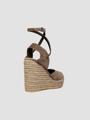 Brunello Cucinelli 80mm Suede Ankle Wrap Espadrilles