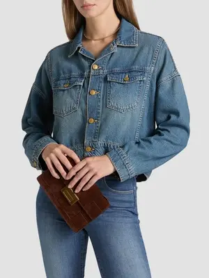 L'Agence Vianney Hi-lo Cropped Denim Jacket