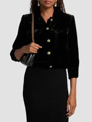 L'Agence Jia Cropped Velvet Jacket