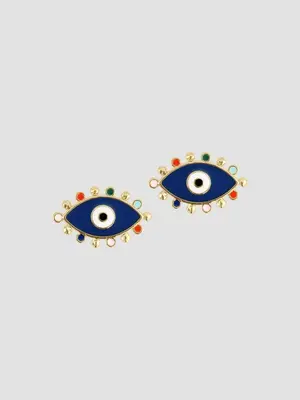 ANABEL ARAM Milos 18k-gold-plated & Enamel Evil Eye Stud Earrings - Multi