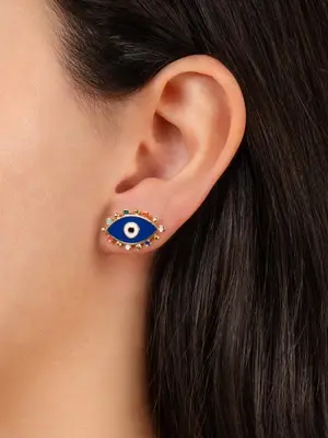 ANABEL ARAM Milos 18k-gold-plated & Enamel Evil Eye Stud Earrings