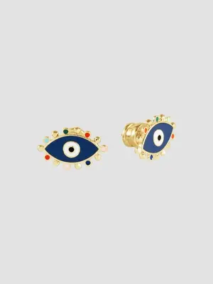 ANABEL ARAM Milos 18k-gold-plated & Enamel Evil Eye Stud Earrings