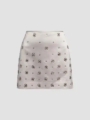 Veronica Beard Olenna Crystal-embellished A-line Miniskirt - Silver