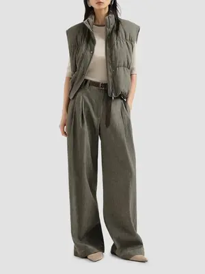 Brunello Cucinelli Stretch Cotton Ribbed Jersey Top With Shiny Trim