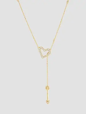 ANABEL ARAM Heart 18k--plated & Cubic Zirconia Lariat Necklace - Gold