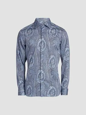 Etro Paisley Cotton Button-front Shirt - Printed Azure Base