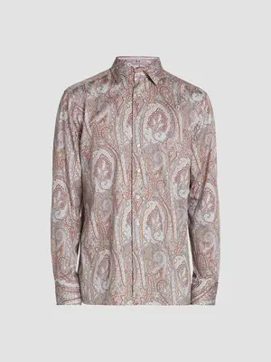 Etro Paisley Cotton Button-front Shirt - Printed Grey Base