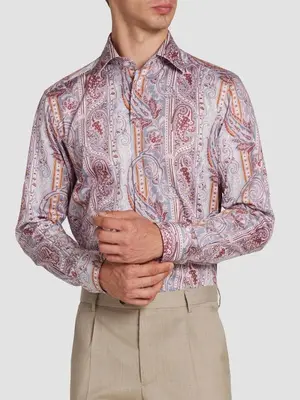 Etro Paisley Cotton Button-front Shirt - Printed Grey Base