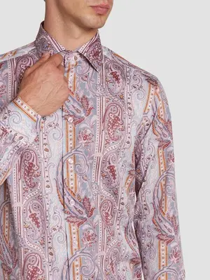 Etro Paisley Cotton Button-front Shirt - Printed Grey Base