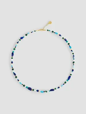 ANABEL ARAM Milos 18k-gold-plated & Natural Stone Beaded Necklace - Multi Blue