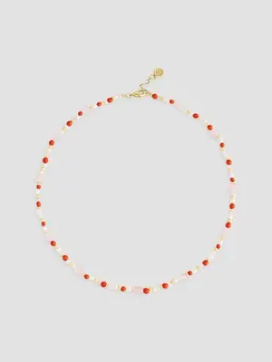 ANABEL ARAM Milos 18k-gold-plated & Natural Stone Beaded Necklace - Multi Pink