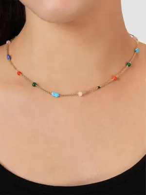 ANABEL ARAM Milos 18k-gold-plated & Natural Stone Beaded Necklace