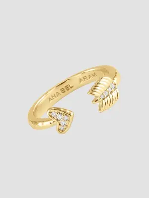 ANABEL ARAM Heart 18k--plated & Cubic Zirconia Arrow Cuff Ring - Gold
