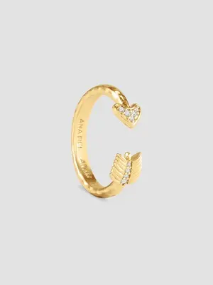 ANABEL ARAM Heart 18k--plated & Cubic Zirconia Arrow Cuff Ring