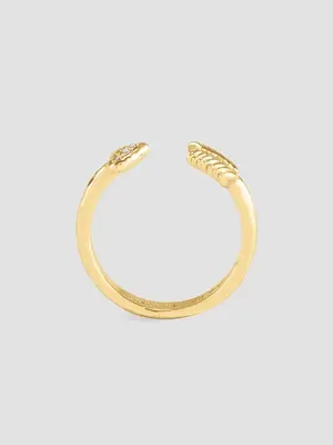 ANABEL ARAM Heart 18k--plated & Cubic Zirconia Arrow Cuff Ring