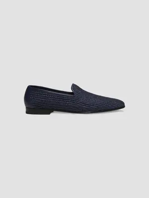 Manolo Blahnik Mario Woven Loafers - Navy