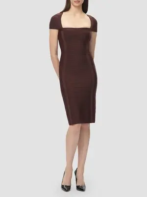 Herve Leger The Premiere Bandage Midi-dress - Walnut