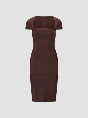 Herve Leger The Premiere Bandage Midi-dress - Walnut