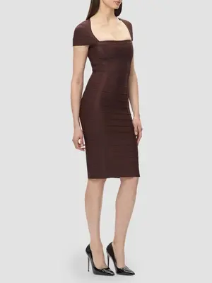 Herve Leger The Premiere Bandage Midi-dress - Walnut