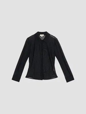 L'Agence Indiana Sheer Fitted Blouse - Black