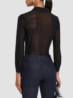 L'Agence Indiana Sheer Fitted Blouse - Black