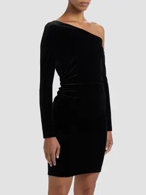 L'Agence Lynne Velvet One-shoulder Sheath Minidress