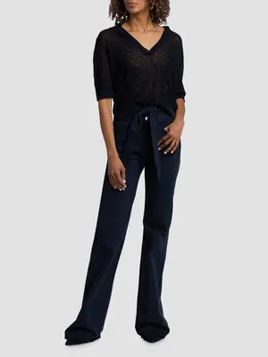 Veronica Beard Issa Linen-blend Polo Sweater