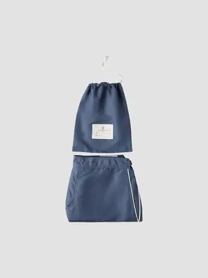 Brunello Cucinelli Nylon Swim Shorts With Tabbed Waistband And Piping - Denim