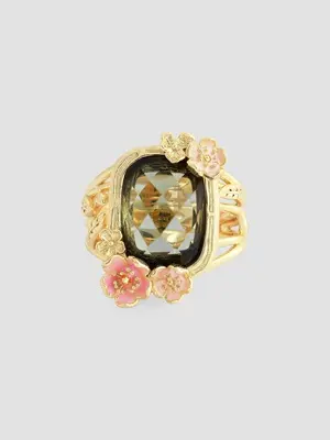 ANABEL ARAM Wildflowers 18k Gold-plated, Glass, Enamel & Crystal Ring