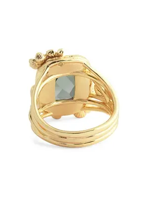 ANABEL ARAM Wildflowers 18k Gold-plated, Glass, Enamel & Crystal Ring