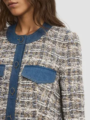 Veronica Beard Ainslie Tweed Cotton-blend Jacket - Navy Multi