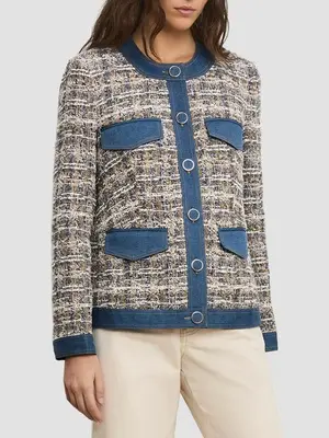 Veronica Beard Ainslie Tweed Cotton-blend Jacket - Navy Multi