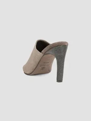 Brunello Cucinelli Curved Monili 80mm Suede Mules