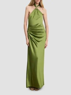 Veronica Beard Izaren Satin Halterneck Gown - Cactus
