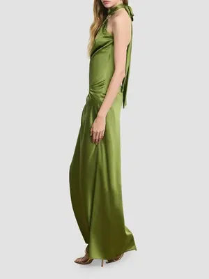 Veronica Beard Izaren Satin Halterneck Gown - Cactus