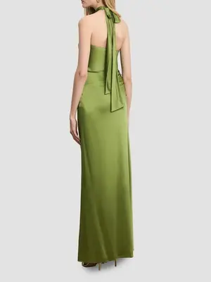Veronica Beard Izaren Satin Halterneck Gown - Cactus