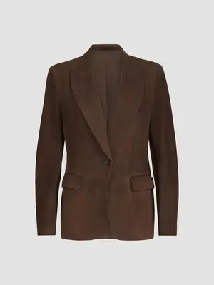 Brunello Cucinelli Suede Blazer With Monili - Rust Brown