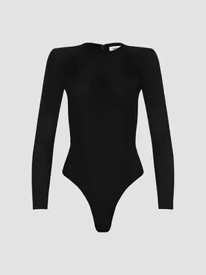 L'Agence Trista Shoulder Pad Bodysuit - Black