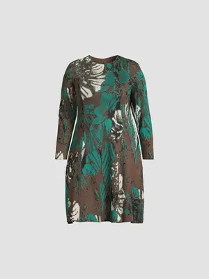 Ming Wang Floral Jacquard Soft Knit Midi-dress