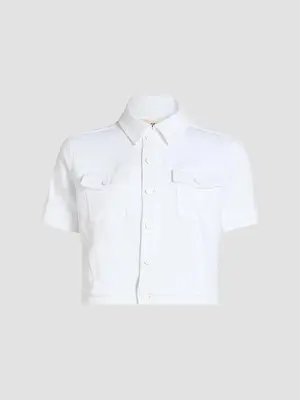 L'Agence Kirstie Stretch Cotton Short-sleeve Crop Jacket - Blanc