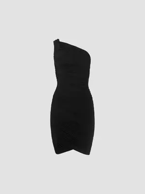 L'Agence Cheryl Shirred One-shoulder Midi-dress
