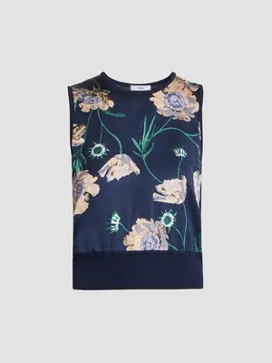 Erdem Flower Wool Knit Sleeveless Top - Navy