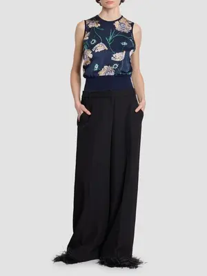 Erdem Flower Wool Knit Sleeveless Top - Navy
