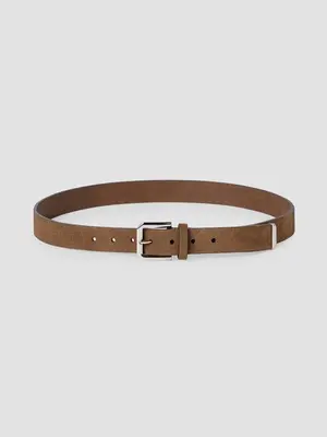 Brunello Cucinelli Reversed Leather Belt With Square Buckle And Tip - Chestnut