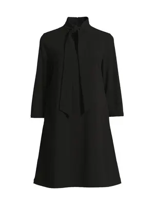 Ming Wang X Tanya Foster Tie-neck Deco Stretch-crepe Tent Dress - Black