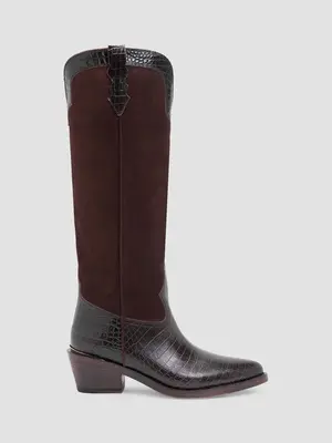Partlow Mira 55mm Croc-embossed Leather Knee-high Boots