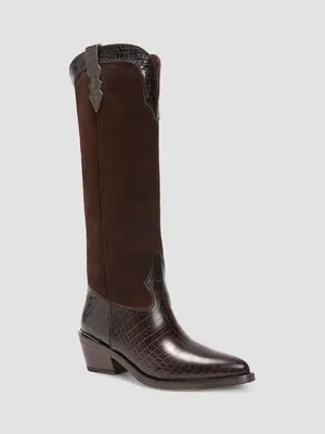 Partlow Mira 55mm Croc-embossed Leather Knee-high Boots